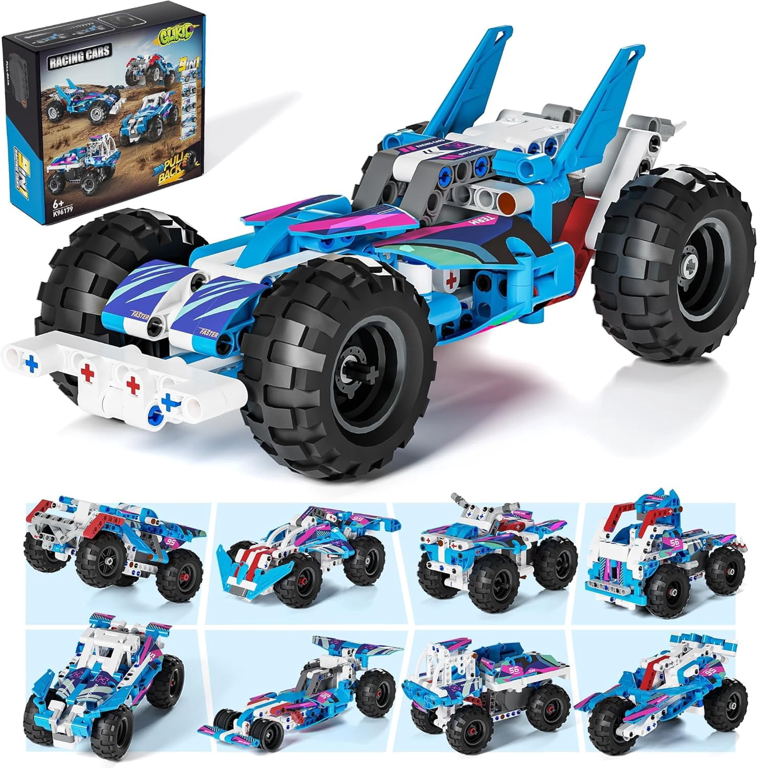 9 in 1 Pull-Back Car Building Set - Off-Road Race Vehicle Models for ...
