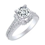 AFFY 9/10 Cttw Round Cut White Natural Diamond Engagement Wedding Ring In 14k Solid White Gold ...