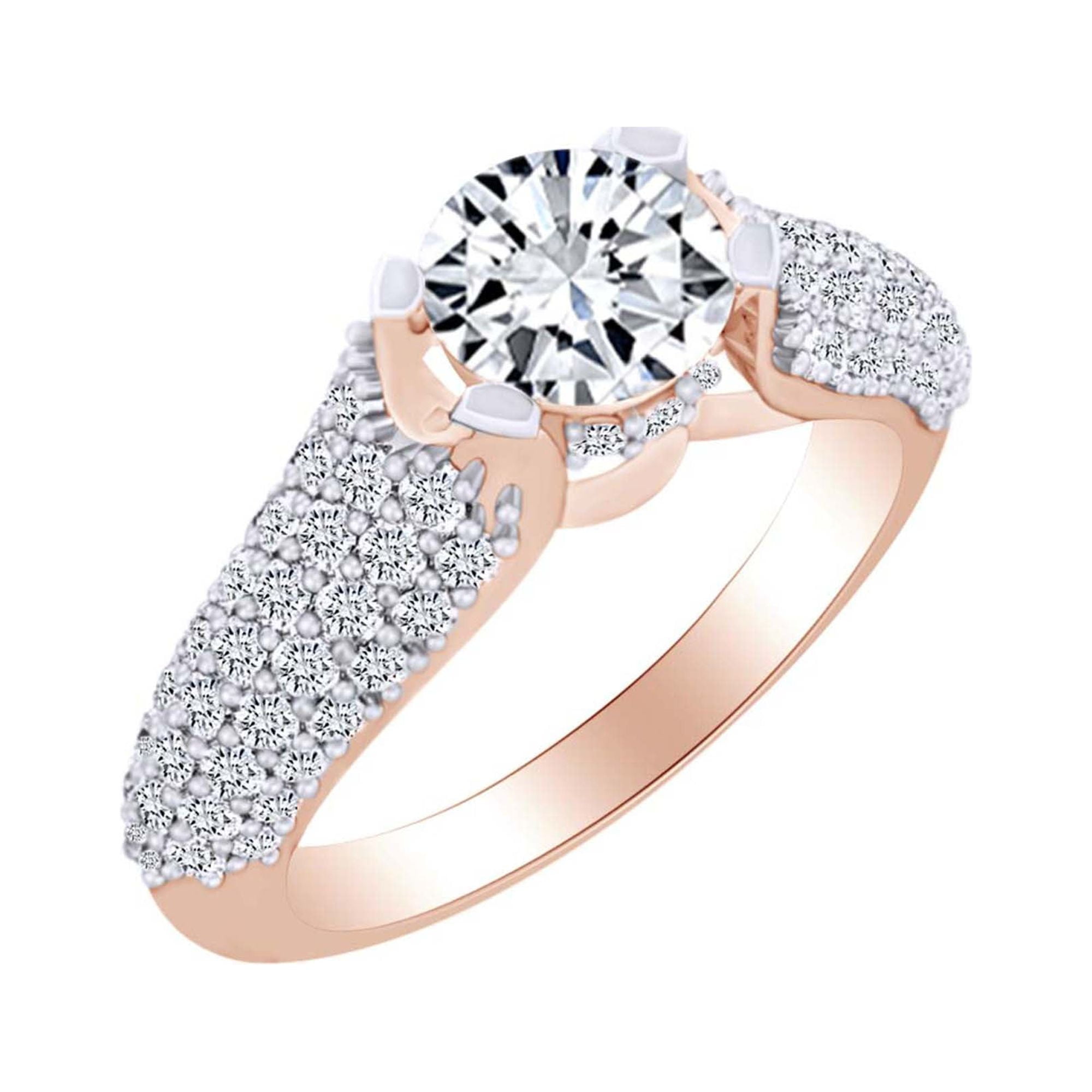 AFFY 9/10 Cttw Round Shape White Natural Diamond Solitaire Engagement ...
