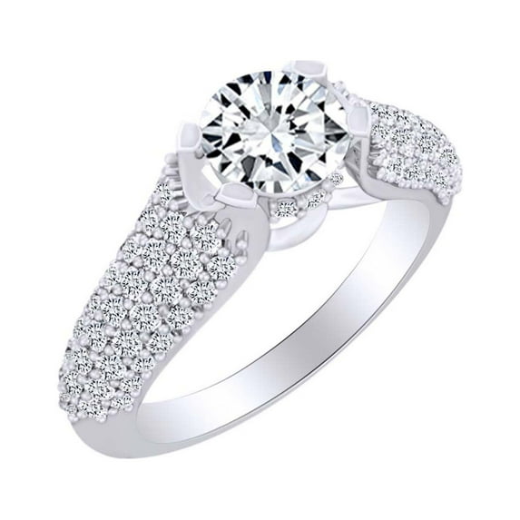 AFFY 9/10 Cttw Round Shape White Natural Diamond Solitaire Engagement ...