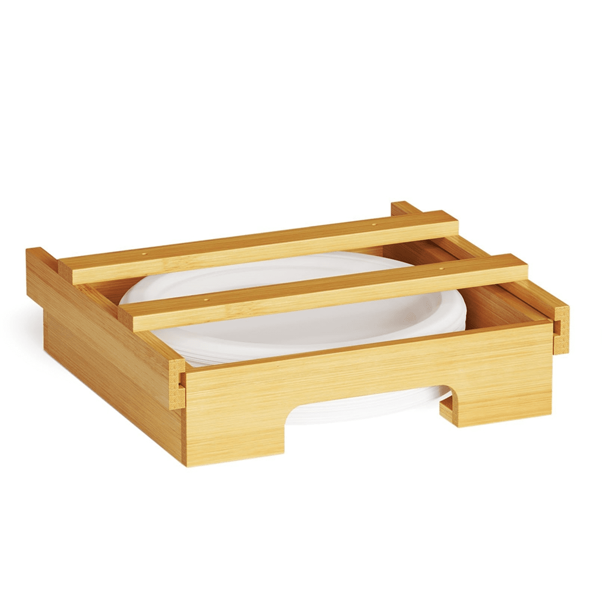 9/10-Inch Bamboo Paper Plate Dispenser - Under Cabinet & Countertop ...