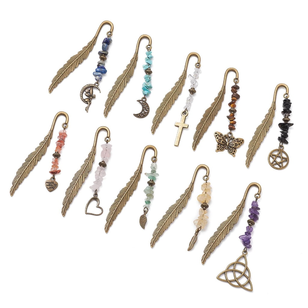 9/10 Pcs Retro Bookmarks Stones Page Marker Carved Bookmarks Metal ...