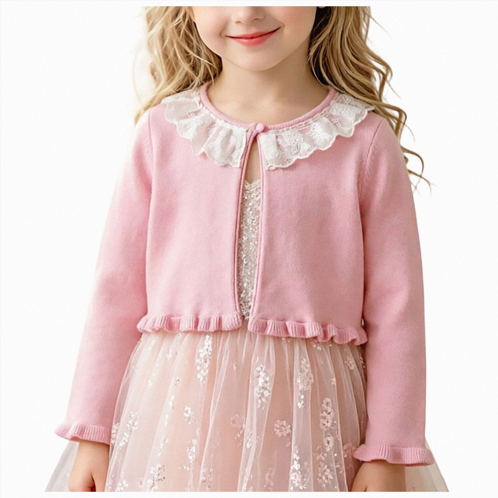 9-10 Years Child Kids Girls Crew Neck Long Sleeve One Button Crop ...