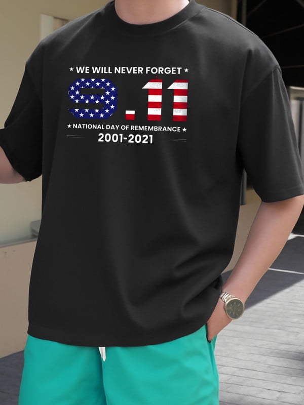 9/11 Remembrance Christmas plain cotton tshirts men's 180G 100% Cotton ...