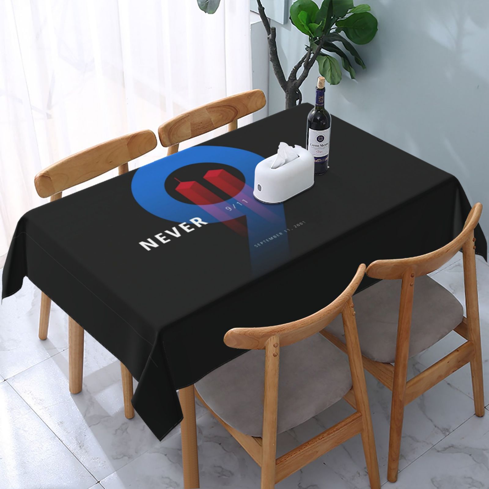 9/11 We Will Never Forget Rectangle Tablecloth Washable Table Cloth ...