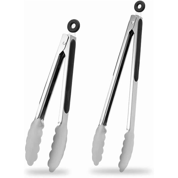 9 & 12 Inch Stainless Steel Kitchen Tongs, Metal Cooking Tongs for ...