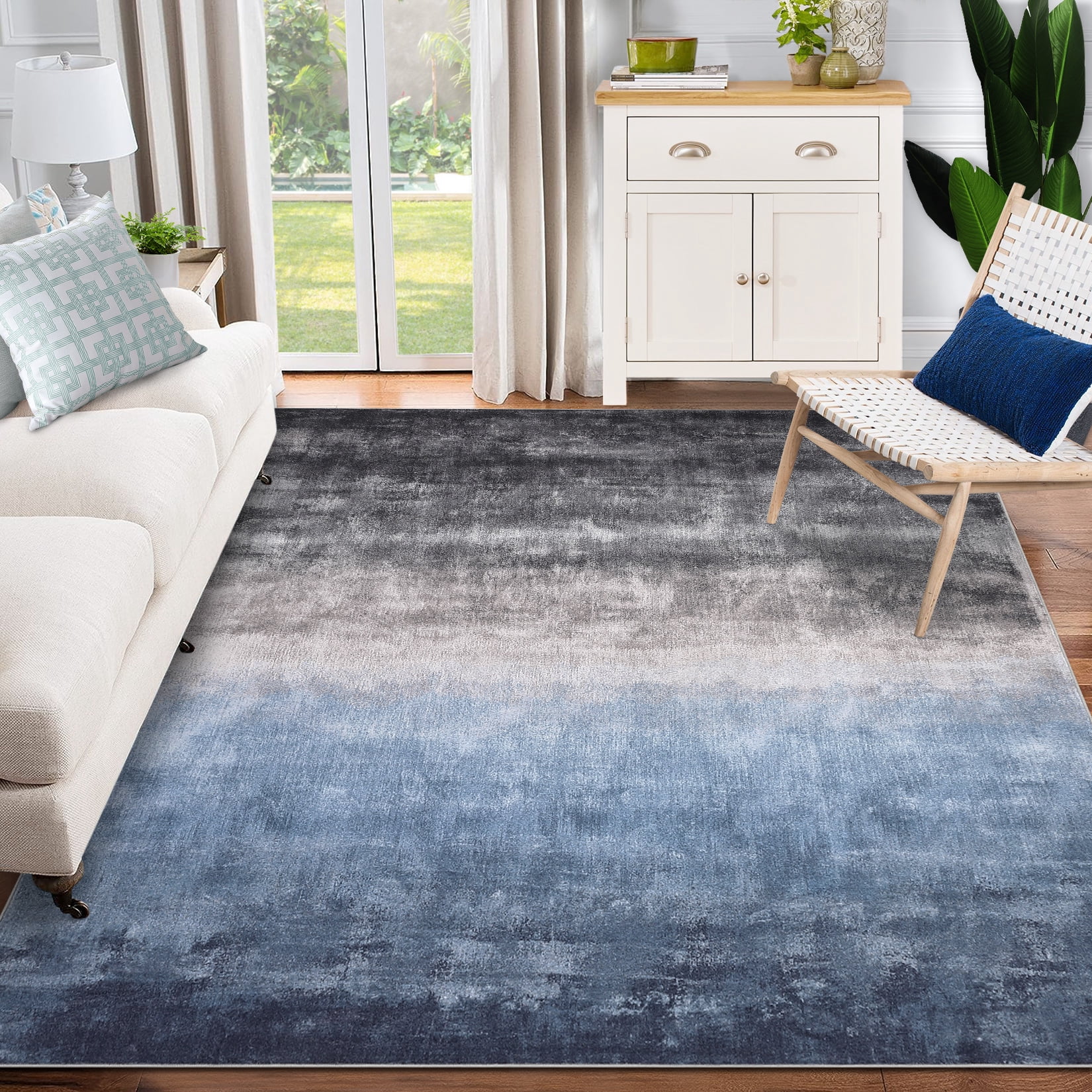 9*12ft Large Modern Abstract Area Rug – Machine Washable Non-Slip Low ...