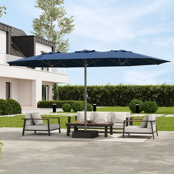 9×15 Ft Large 12-Rib Patio Umbrella with Base Included, UV Protection ...
