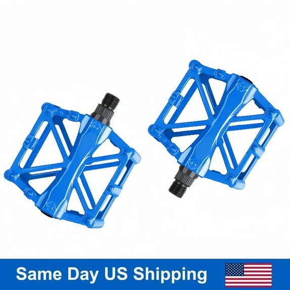 9/16" Blue Bike Pedals, Aluminum Alloy Flat Pedals for Adults - Non ...