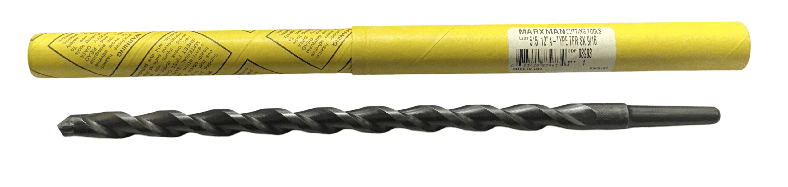 9/16" x 12" Carbide Tipped "A" Type Taper Shank Percussion Hammer Drill ...