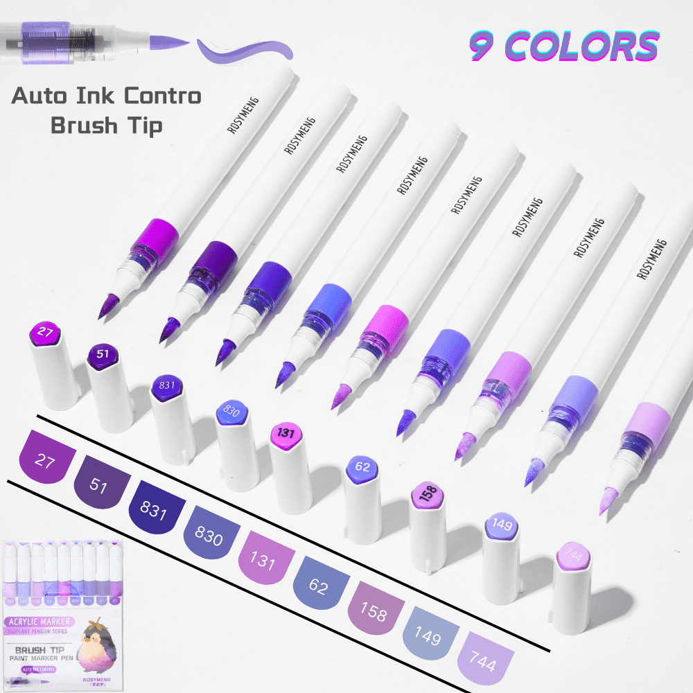 9/162 Colors Brush Tip Acrylic Paint Pens, Automatic Ink Control ...