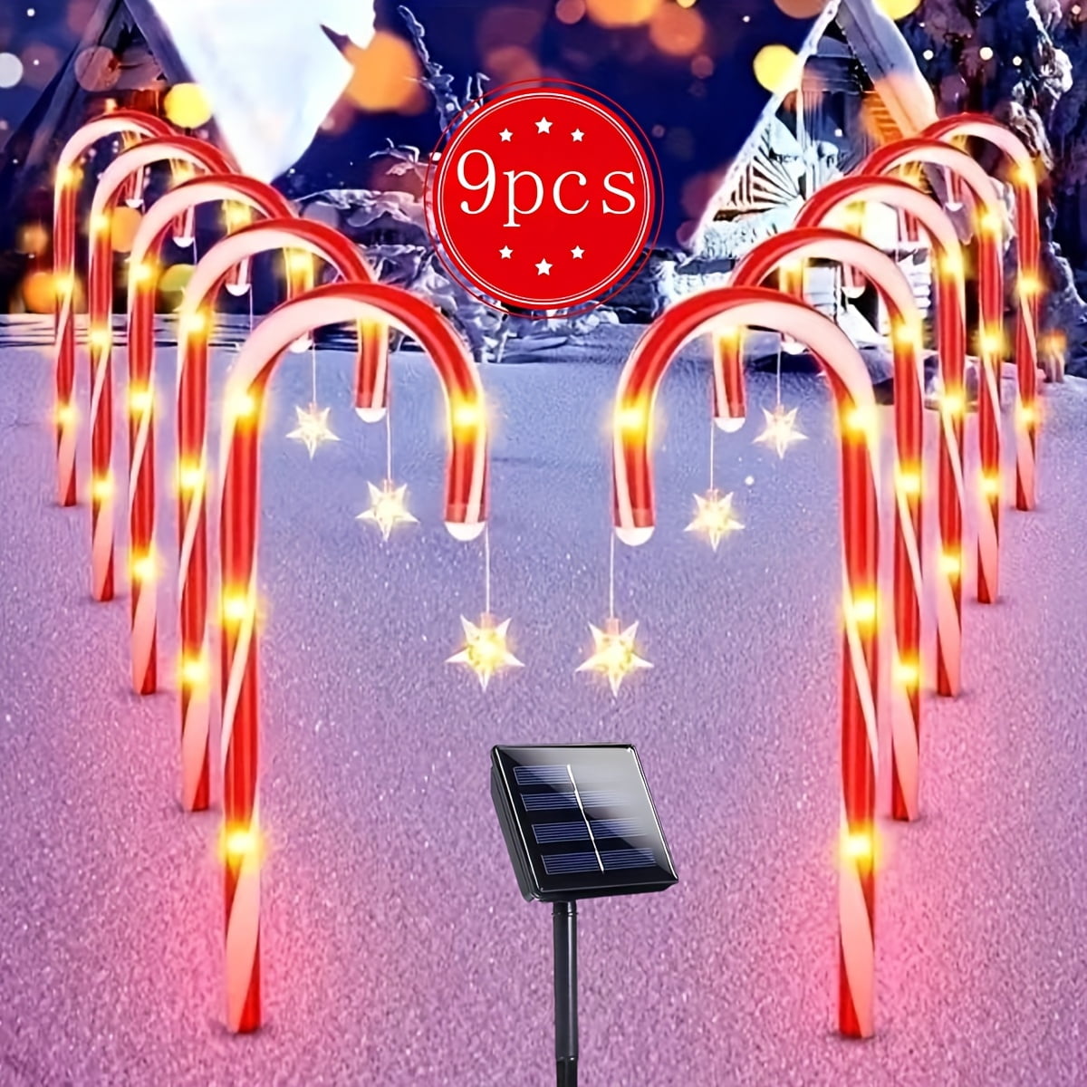 9/18 Pack Solar Acrylic Christmas Tree Cane Lights - 96 LED Beads ...