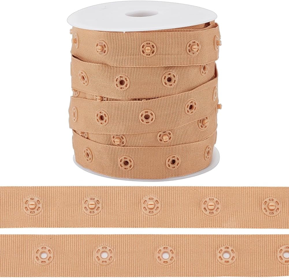 9.1m/10 Yard Camel Snap Tape for Sewing 0.7 Inch Wide Polyester Crafts ...