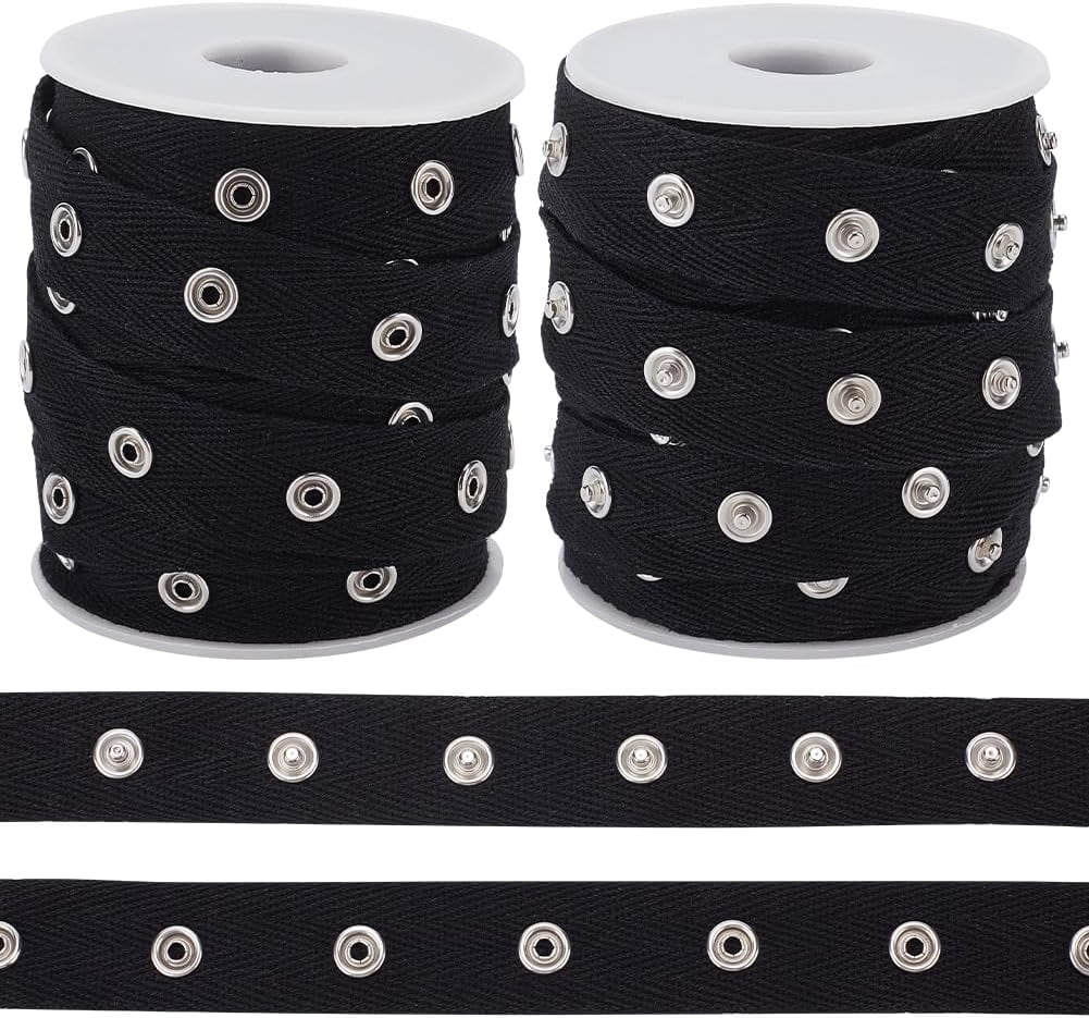 9.1m/10 Yards Black Snap Tape for Sewing 0.8 Inch Wide Snap Button Tape ...