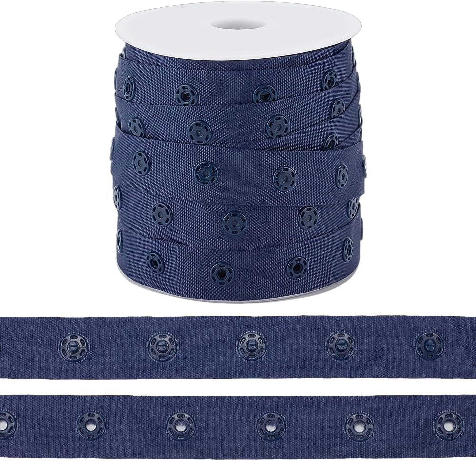 9.1m/10 Yards Dark Blue Snap Tape for Sewing 0.7 Inch Wide Polyester ...