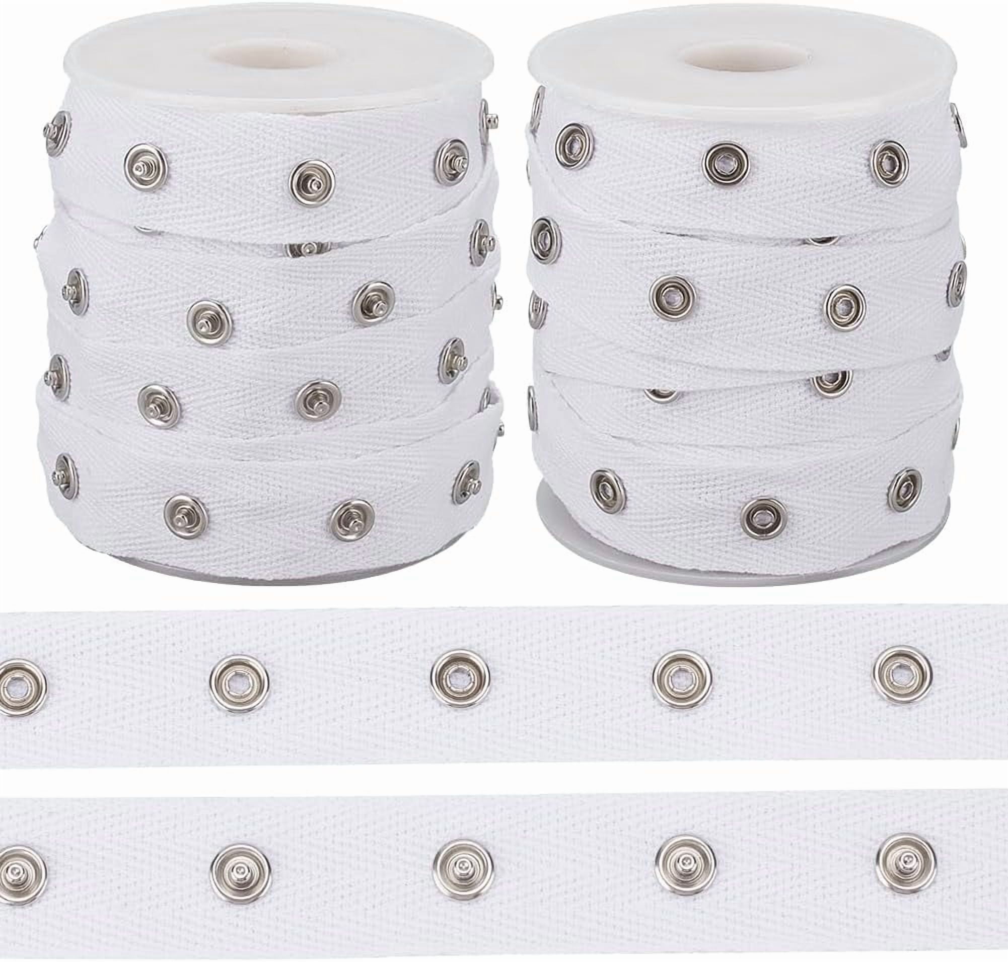 9.1m/10 Yards White Snap Tape for Sewing 0.8 Inch Wide Snap Button Tape ...