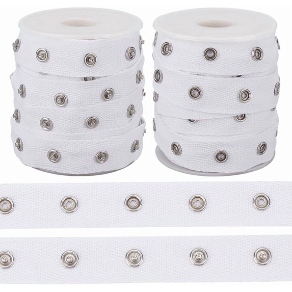 9.1m/10 Yards White Snap Tape for Sewing 0.8 Inch Wide Snap Button Tape ...