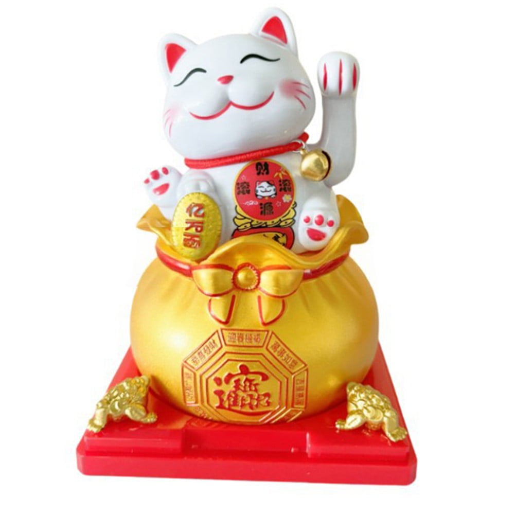 9.2*10.4*12.6CM Solar Powered Automatic Hand-Waving Fortune Cat Front ...