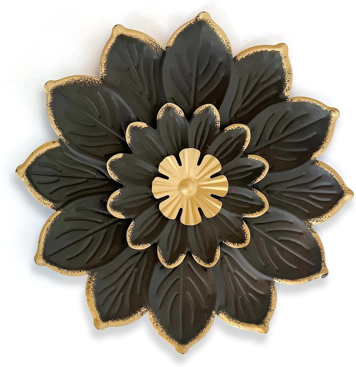 9.2“ Metal Flower Wall Art Decor, White and Gold Wall Decor,Modern ...