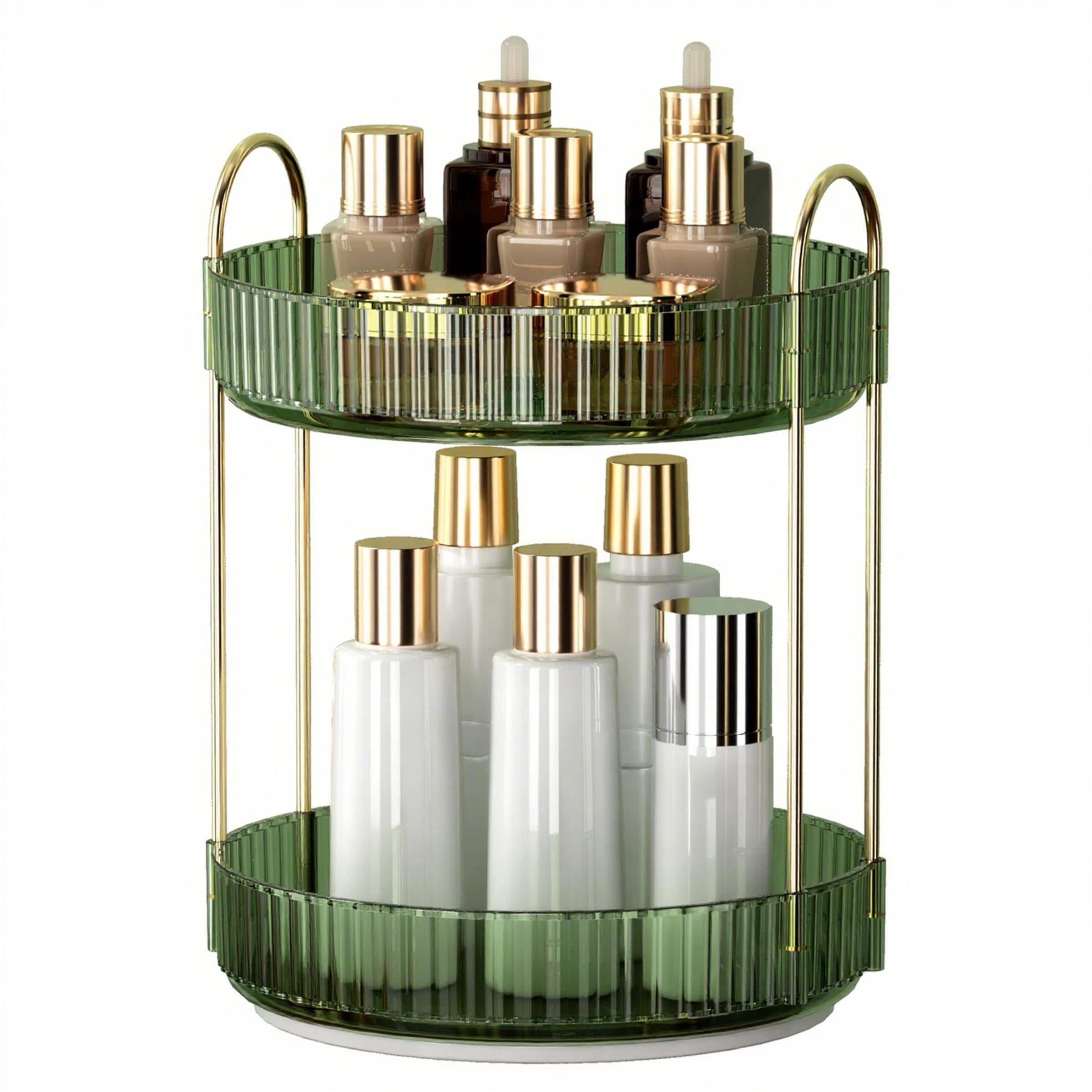 9" (2 Tiers) Vintage Green Rotating Makeup Organizer, Vanity Countertop ...