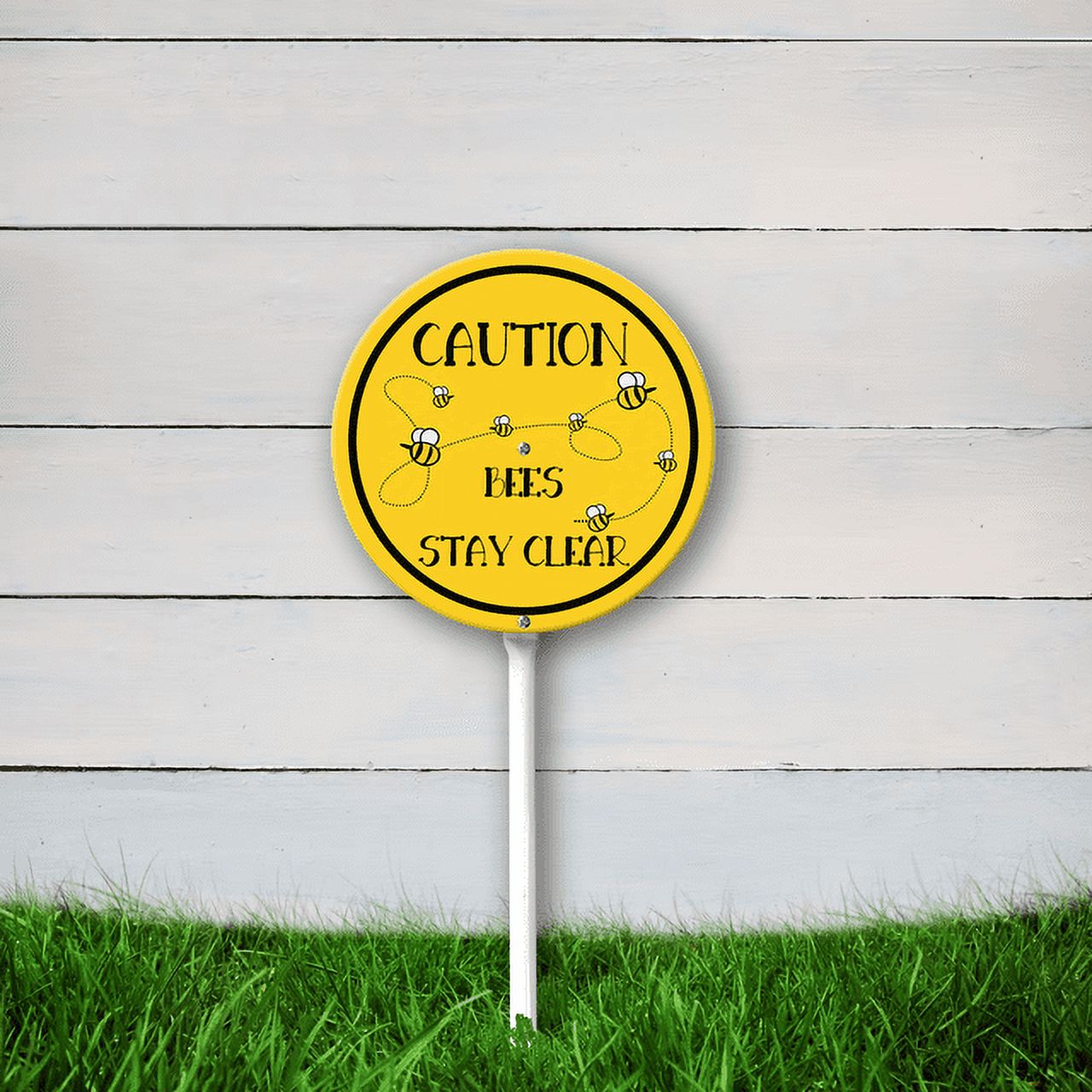 9.2 x 9.2 inch Caution Bees Stay Clear Sign with Stake for Yard，Yard ...