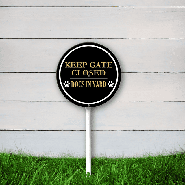 9.2 x 9.2 inch Keep Gate Closed Signs Dogs in Yard Sign with Stake for ...
