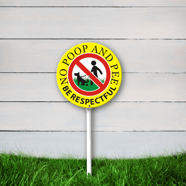 9.2 x 9.2 inch No Poop And Pee Be Respectful Sign with Stake for Yard ...
