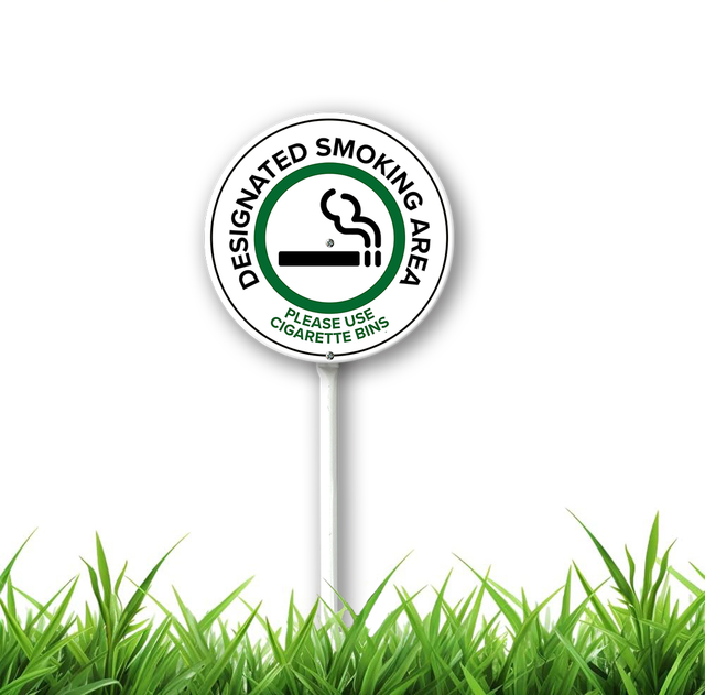 9.2 x 9.2 inch Designated Smoking Area, Please Use Cigarette Bin Sign ...
