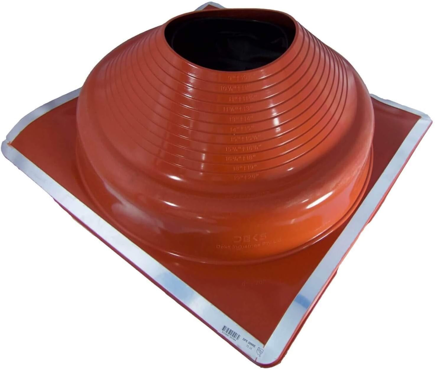 (9" - 20") RED Square Base High Temp Silicone - Flexible Pipe Flashing ...