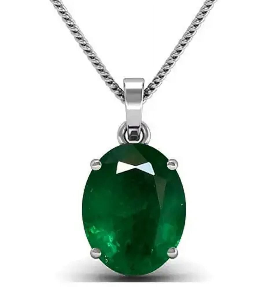 9.25 Ratti Certified Green Natural Emerald Loose Gemstone Panna Silver ...