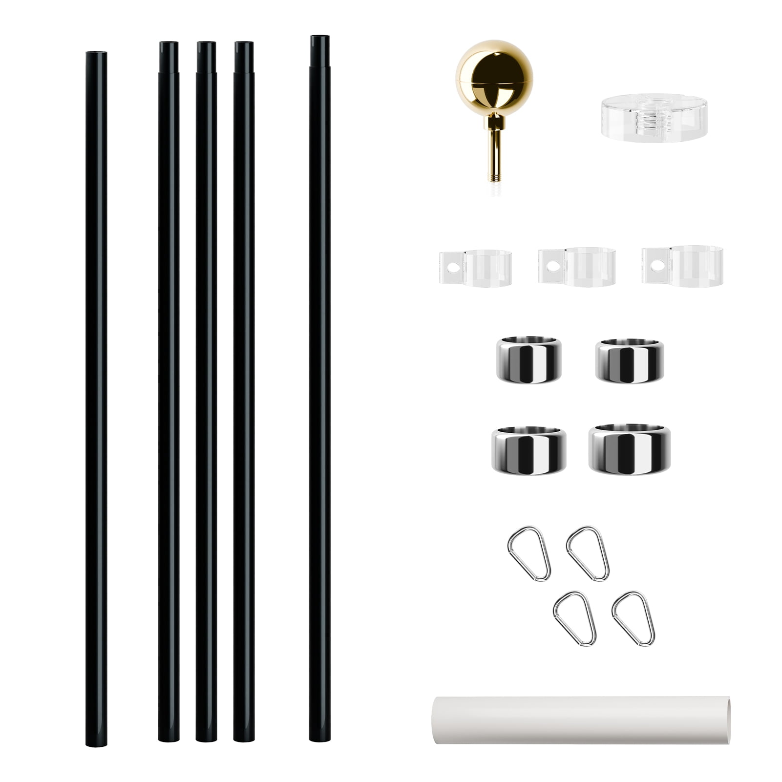 9-25FT Aluminum Alloy Telescopic Flagpole, Extra Thick 5-Section ...