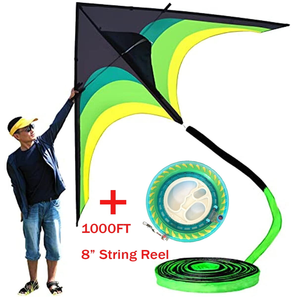 9.2FT wide huge Kite for Kids & Adults with 100FT Tail and 8" 1000FT ...