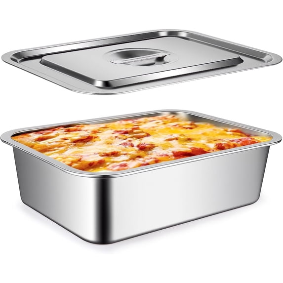 9.2QT Stainless Steel Lasagna Pan with Lid, 4 Inch Deep Baking Dish ...