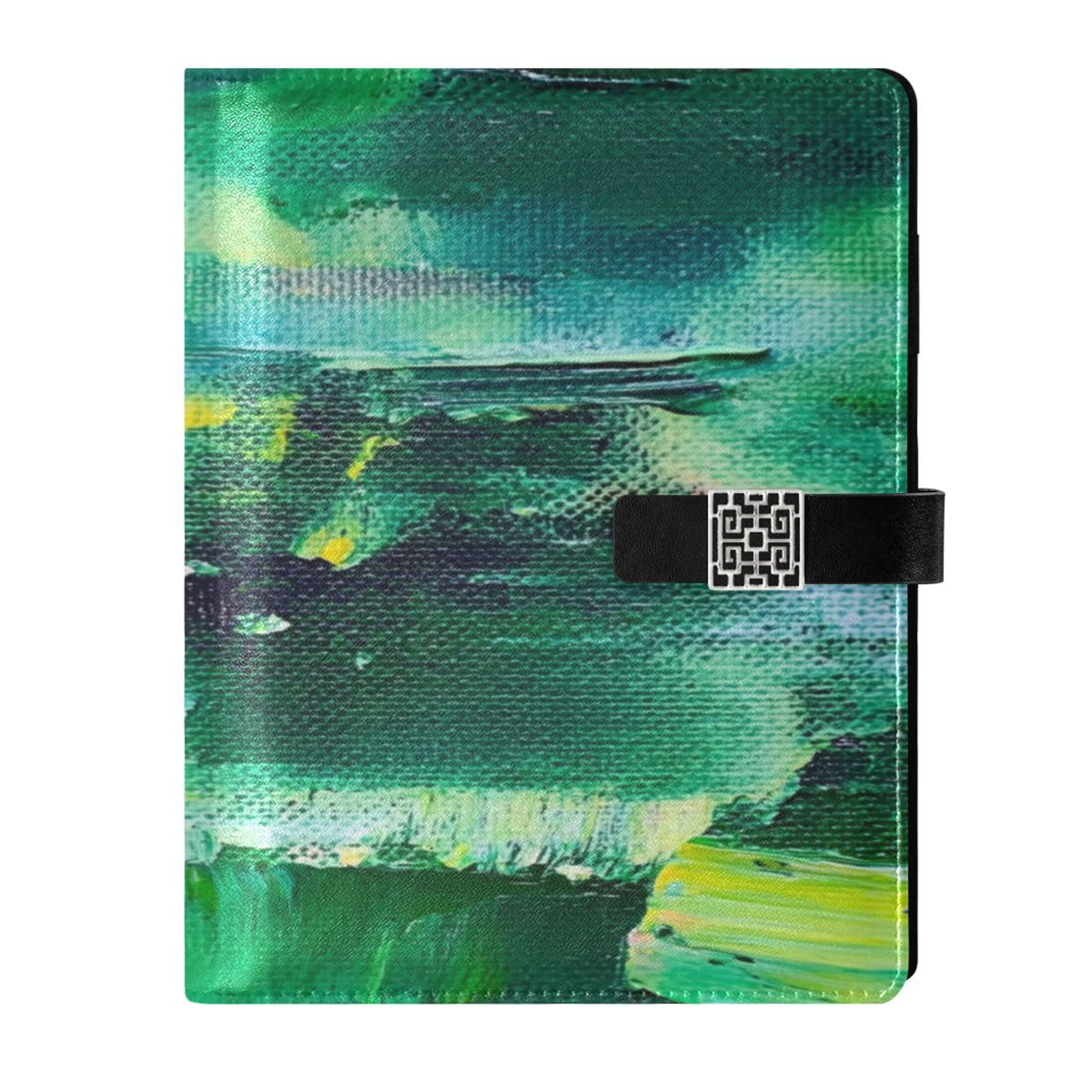 9.2x6.7 inch Leather Notebook 100 Sheets, Multi-Pocket Design & Pen ...