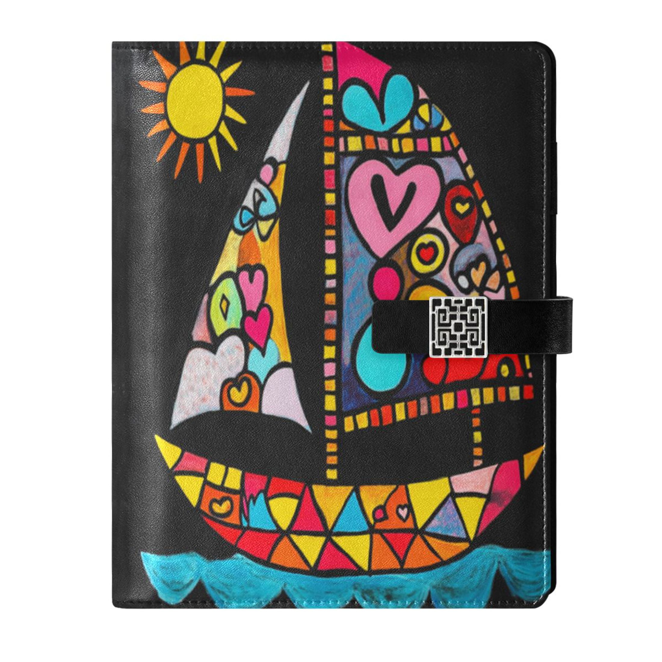 9.2x6.7 inch Leather Notebook 100 Sheets, Multi-Pocket Design & Pen ...