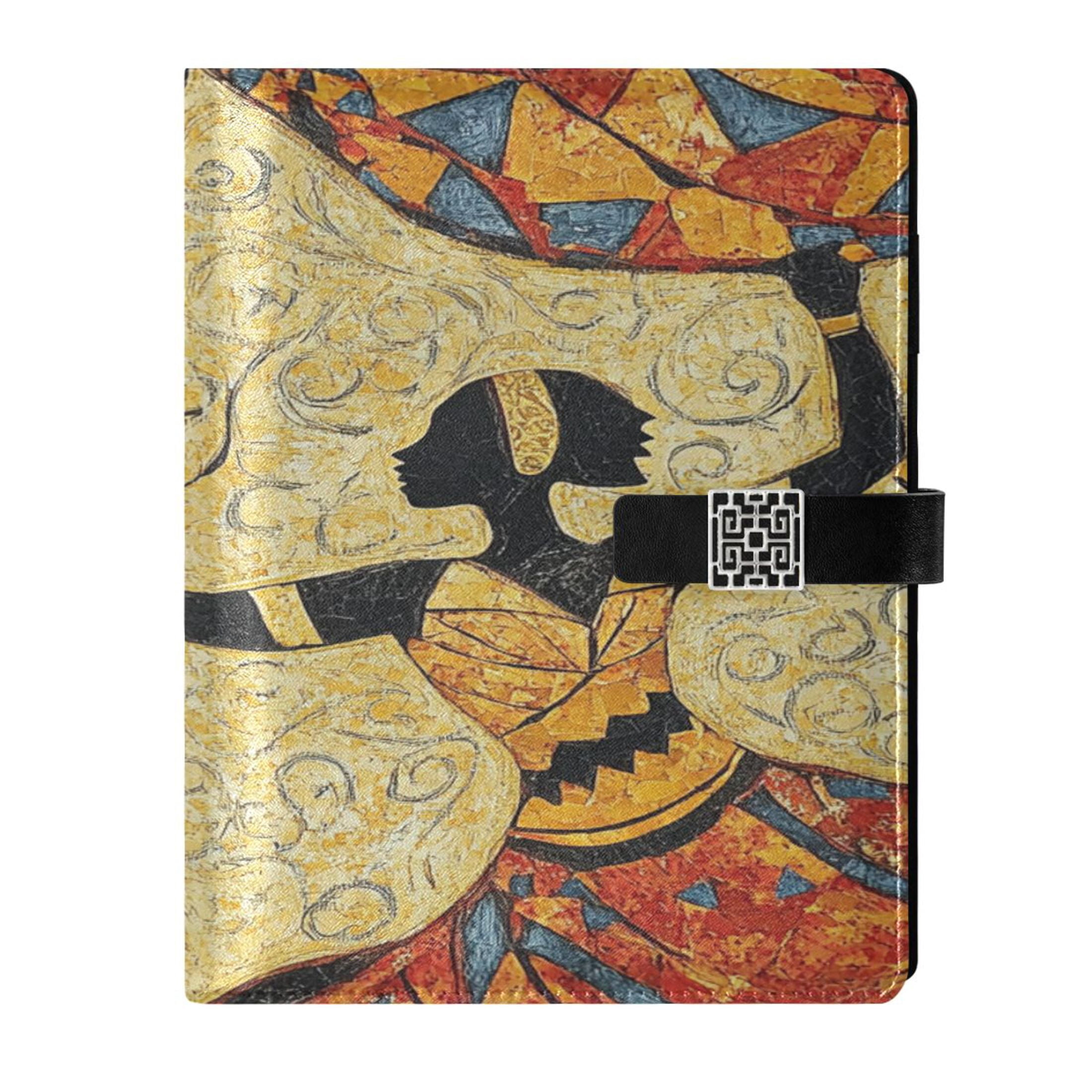 9.2x6.7 inch Leather Notebook 100 Sheets, Multi-Pocket Design & Pen ...