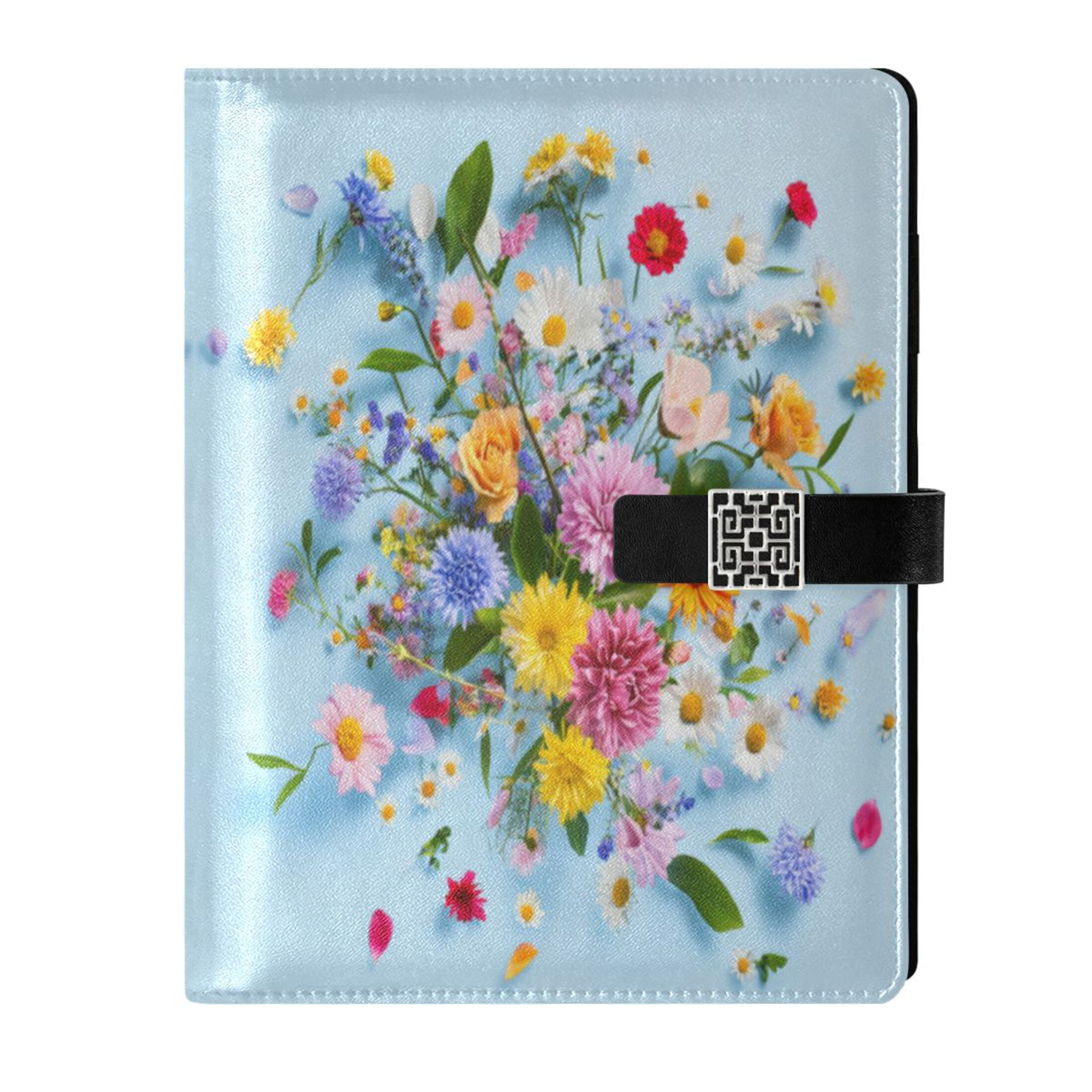 9.2x6.7 inch Leather Notebook 100 Sheets, Multi-Pocket Design & Pen ...