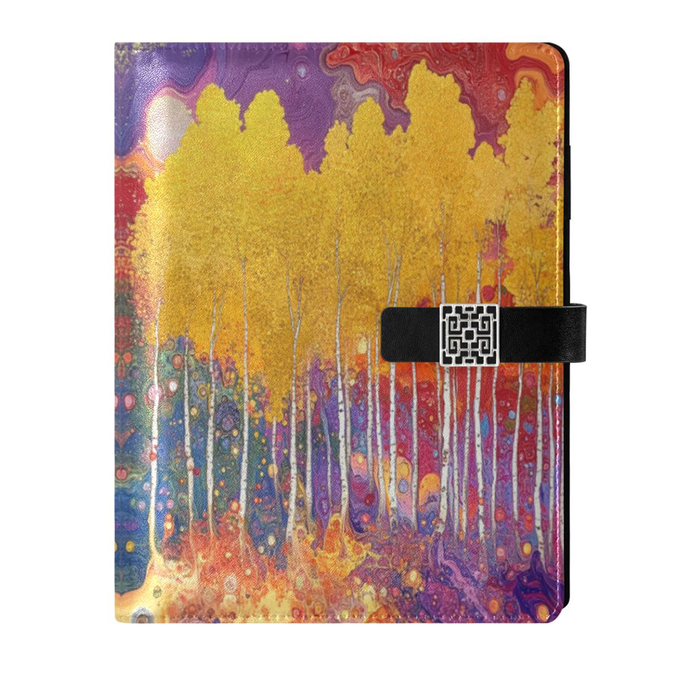 9.2x6.7 inch Leather Notebook 100 Sheets, Multi-Pocket Design & Pen ...