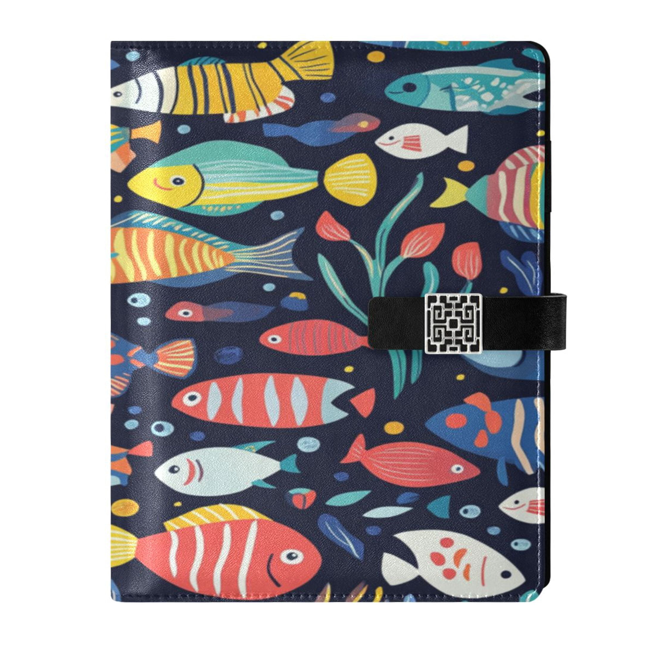 9.2x6.7 inch Leather Notebook 100 Sheets, Multi-Pocket Design & Pen ...