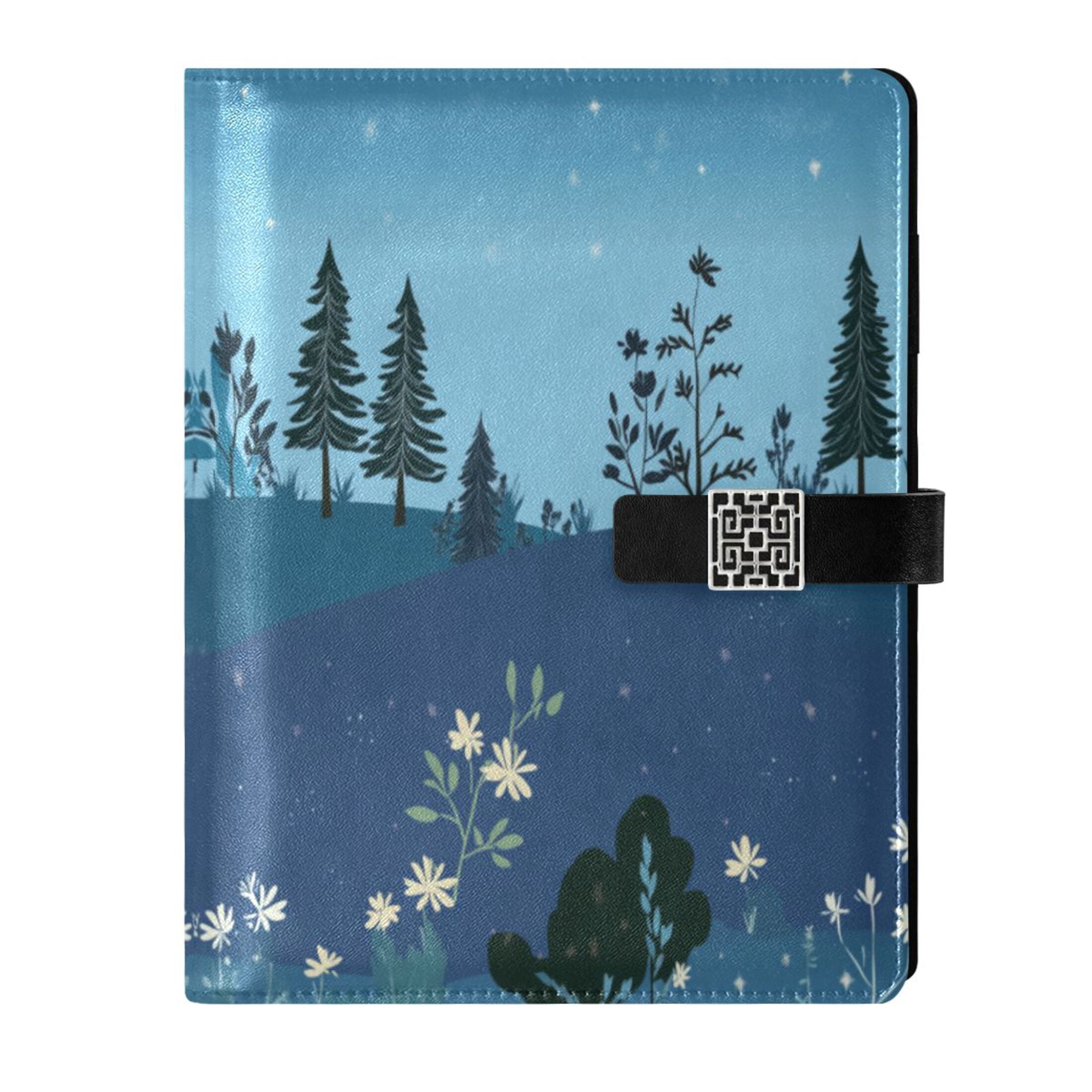 9.2x6.7 inch Leather Notebook 100 Sheets, Multi-Pocket Design & Pen ...