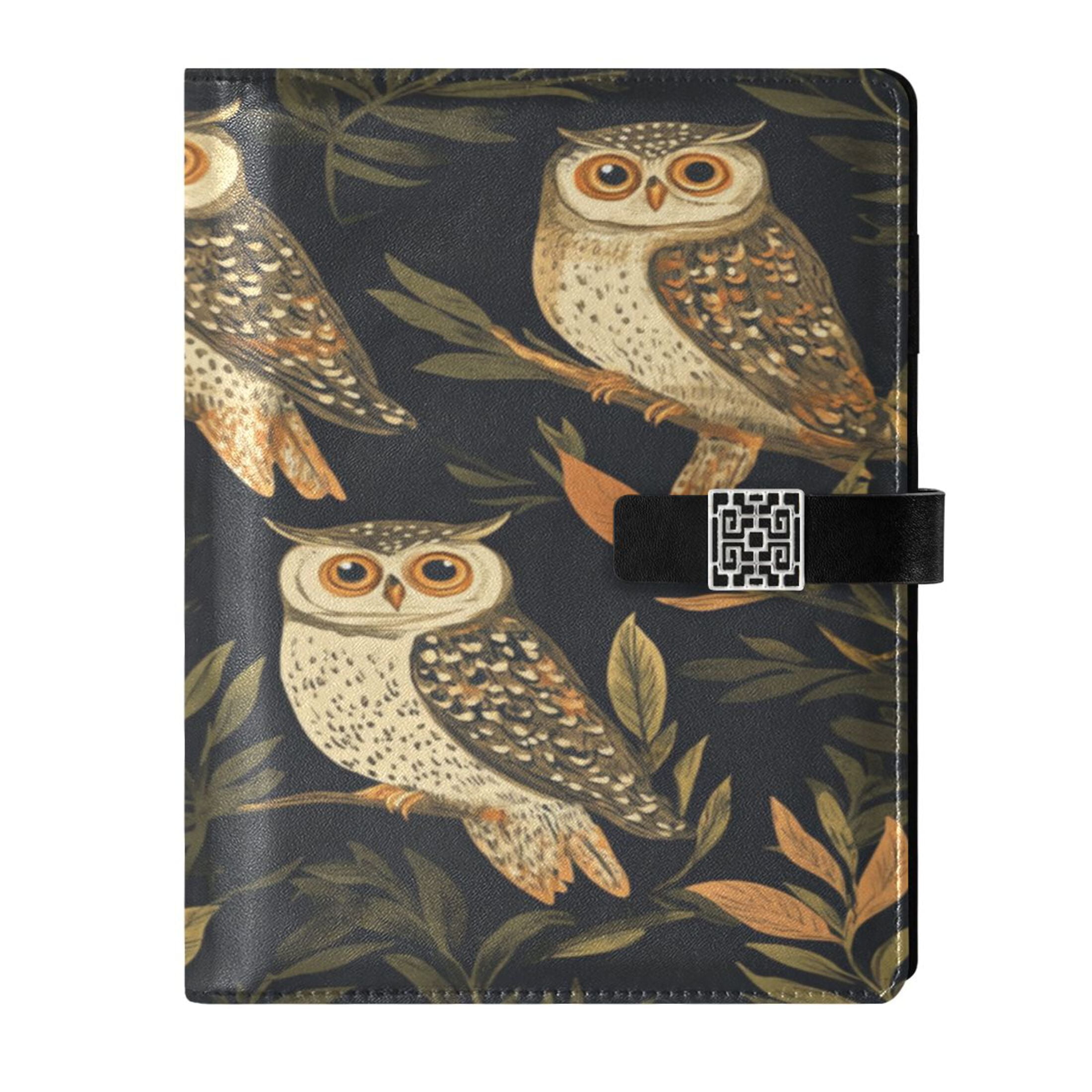 9.2x6.7 inch Leather Notebook 100 Sheets, Multi-Pocket Design & Pen Loop Six Owls Refillable ...