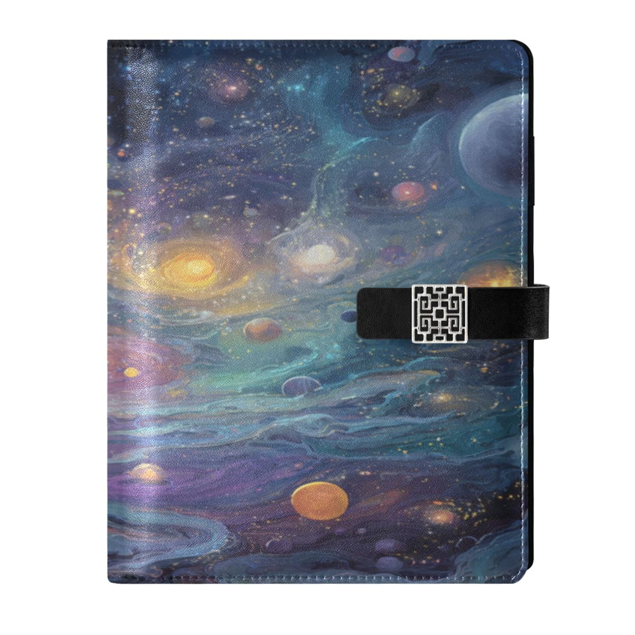 9.2x6.7 inch Leather Notebook 100 Sheets, Multi-Pocket Design & Pen ...