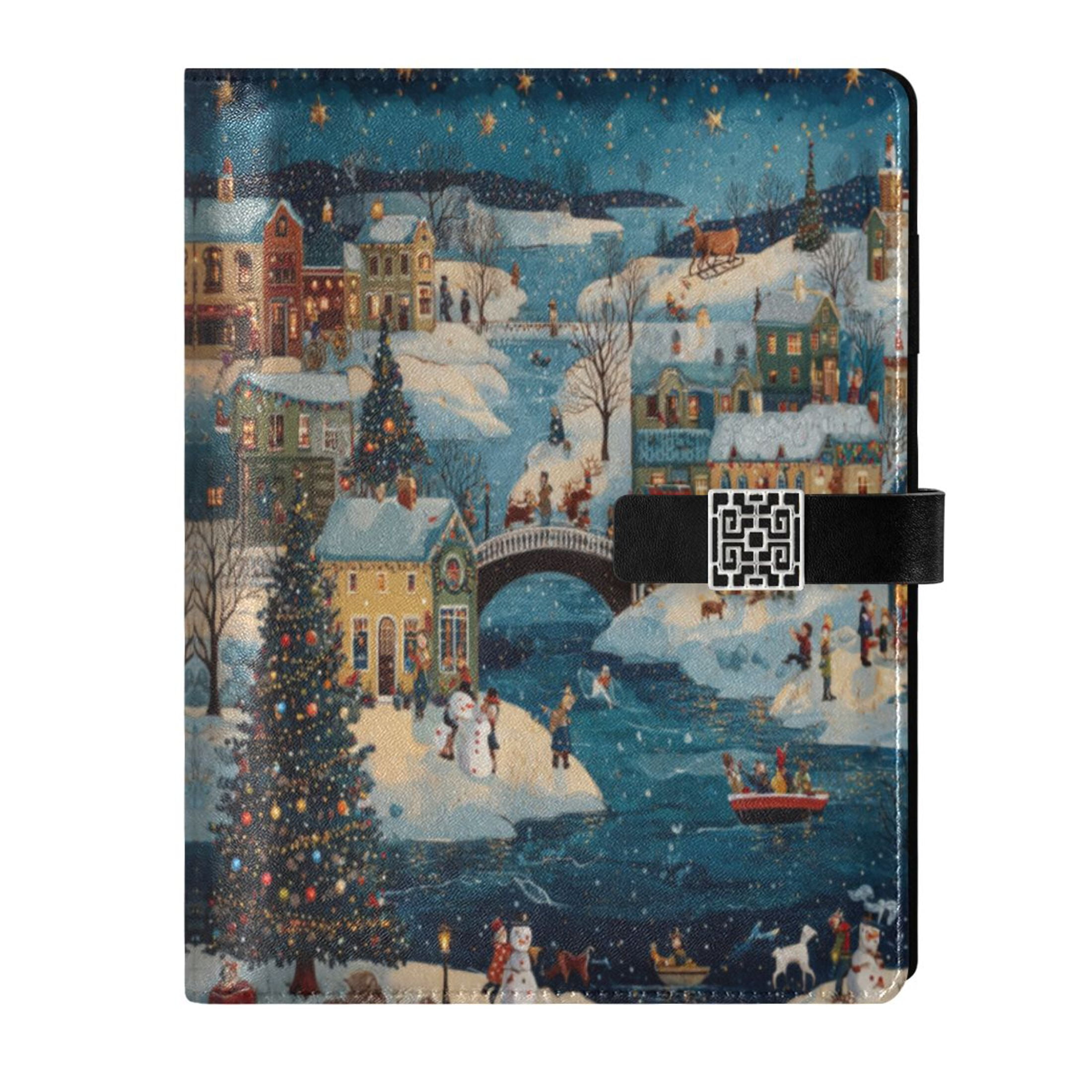 9.2x6.7 inch Leather Notebook 100 Sheets, Multi-Pocket Design & Pen ...