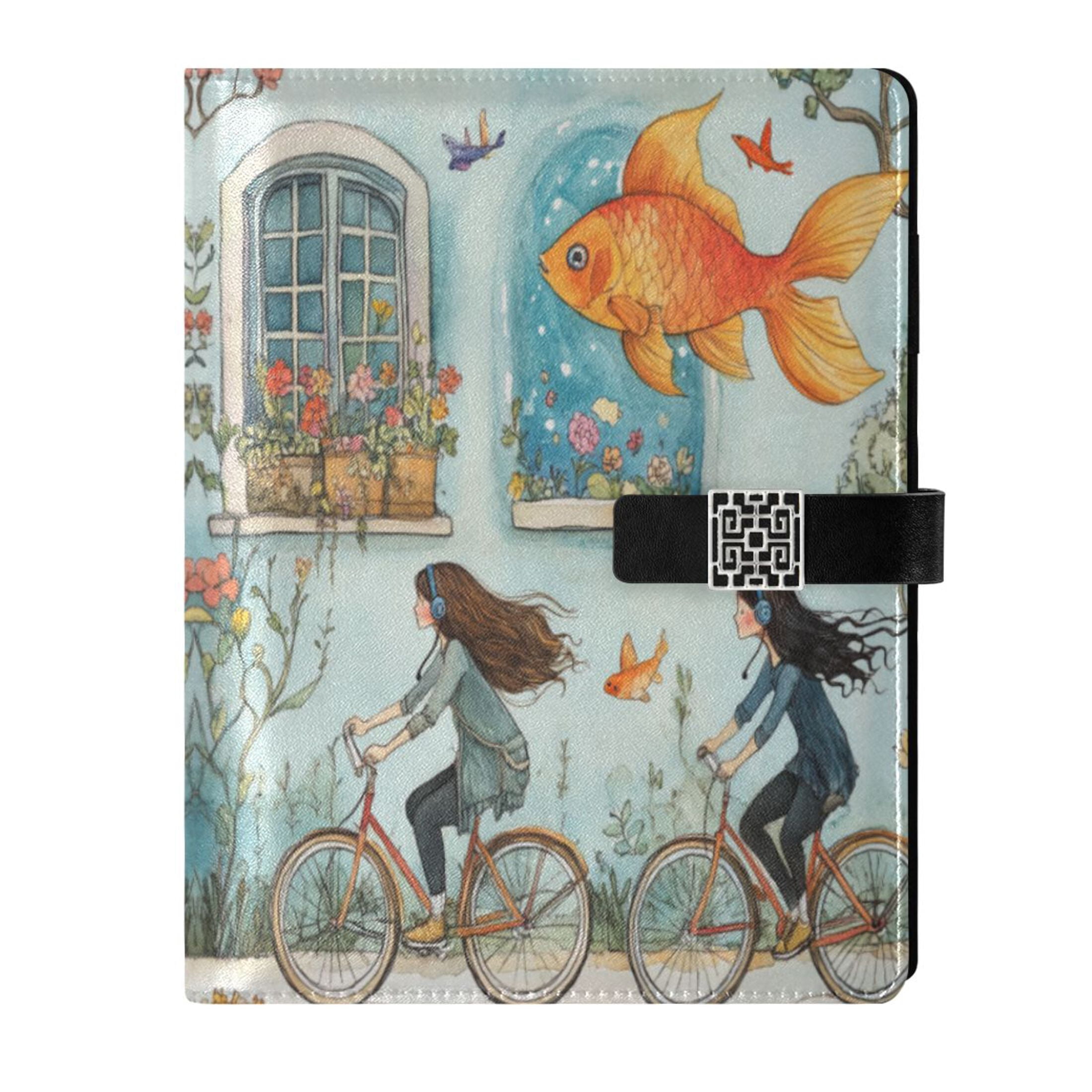 9.2x6.7 inch Leather Notebook 100 Sheets, Multi-Pocket Design & Pen ...