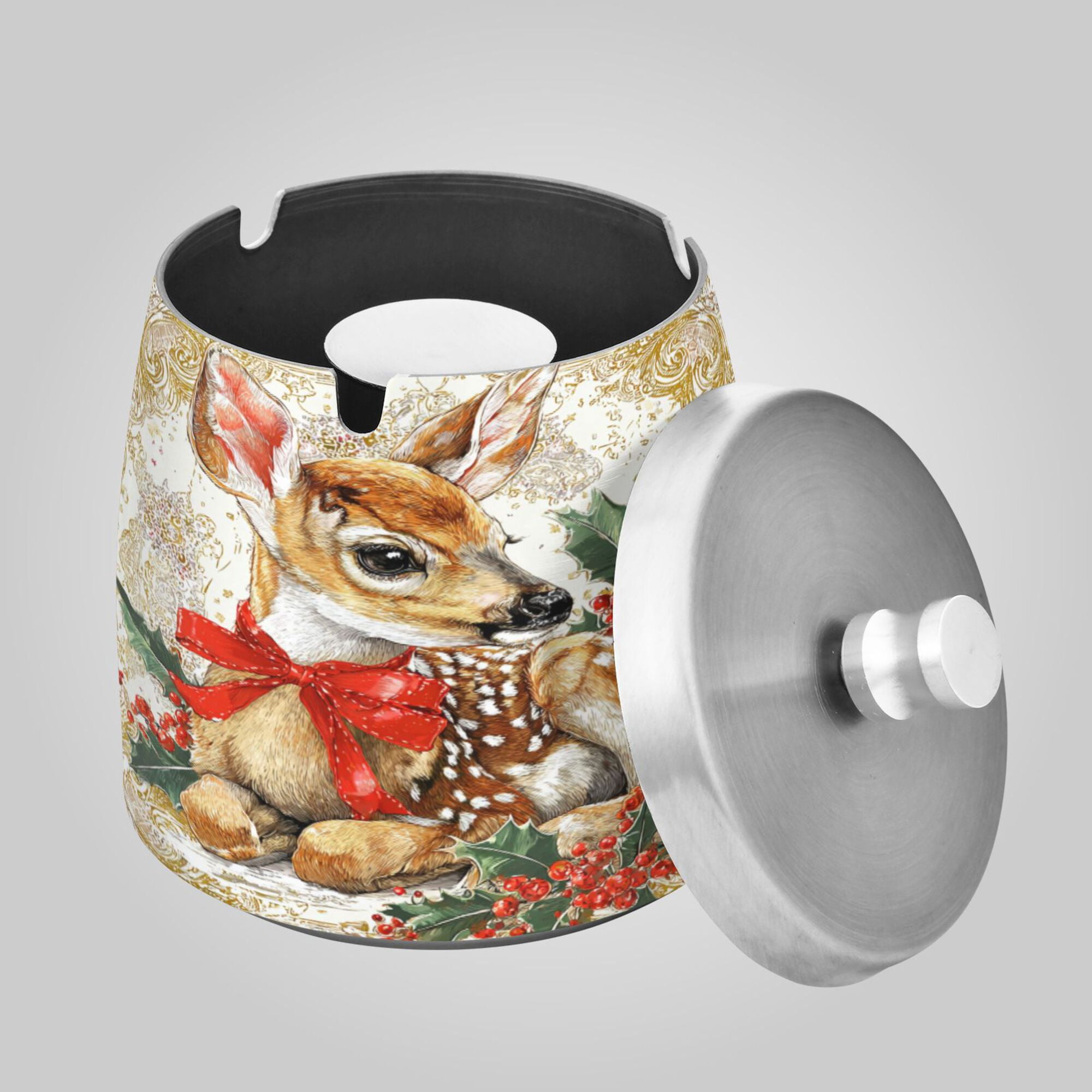 9.3*9.3*9.7”in Ashtray with Lid for Cigarette Stainless Steel Smokeless ...