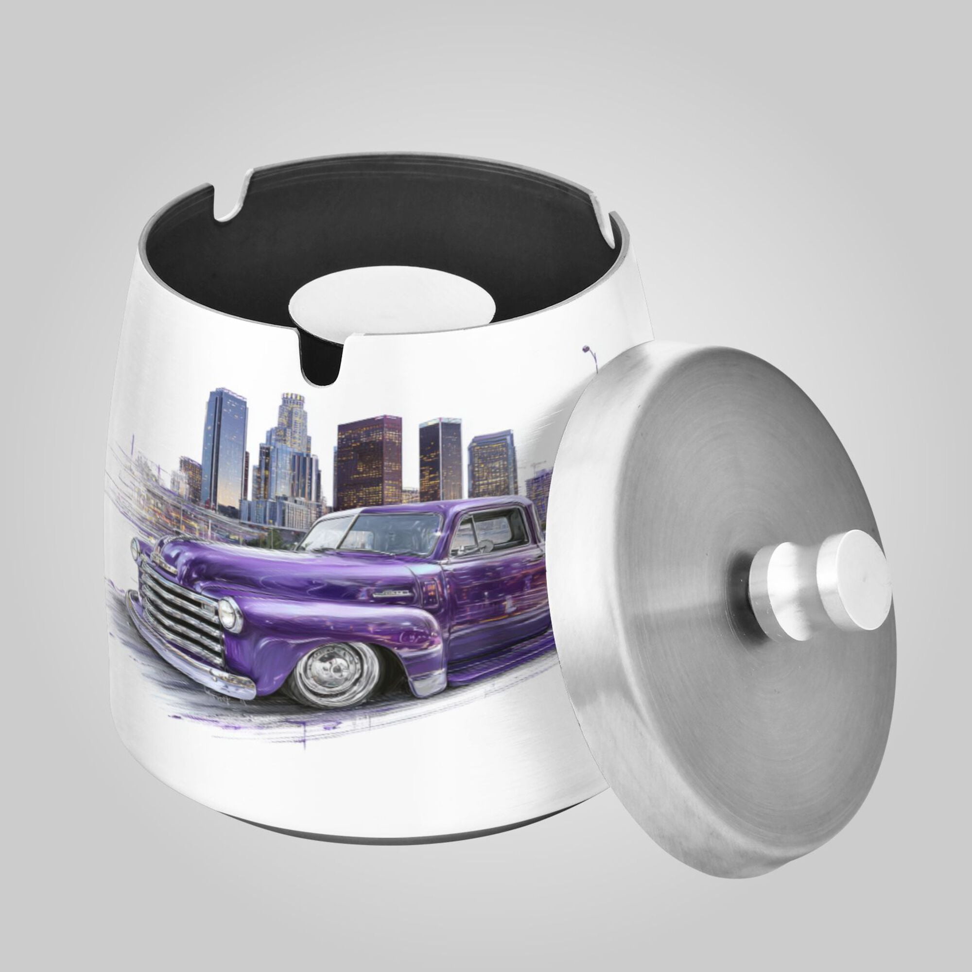 9.3*9.3*9.7”in Ashtray with Lid for Cigarette Stainless Steel Smokeless ...