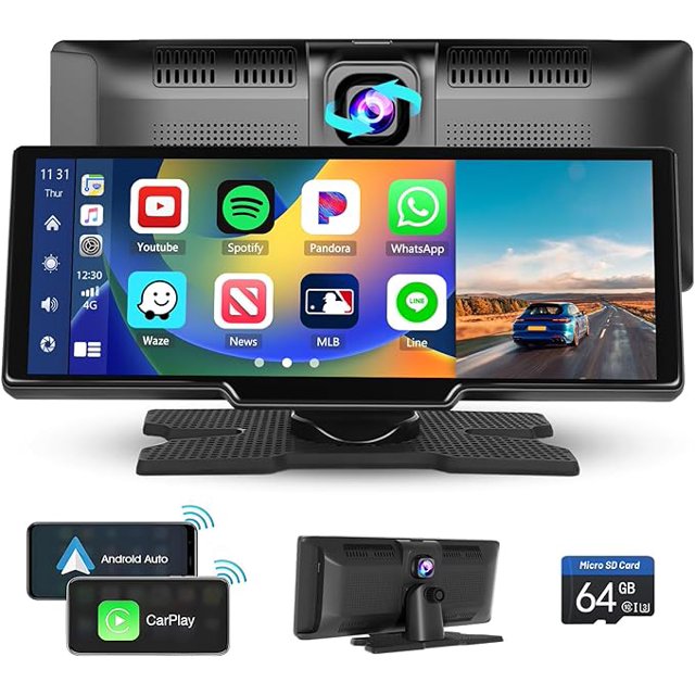 9.3 Inch Dash Cam 2.5K Wireless Apple Carplay Android Auto Car ...