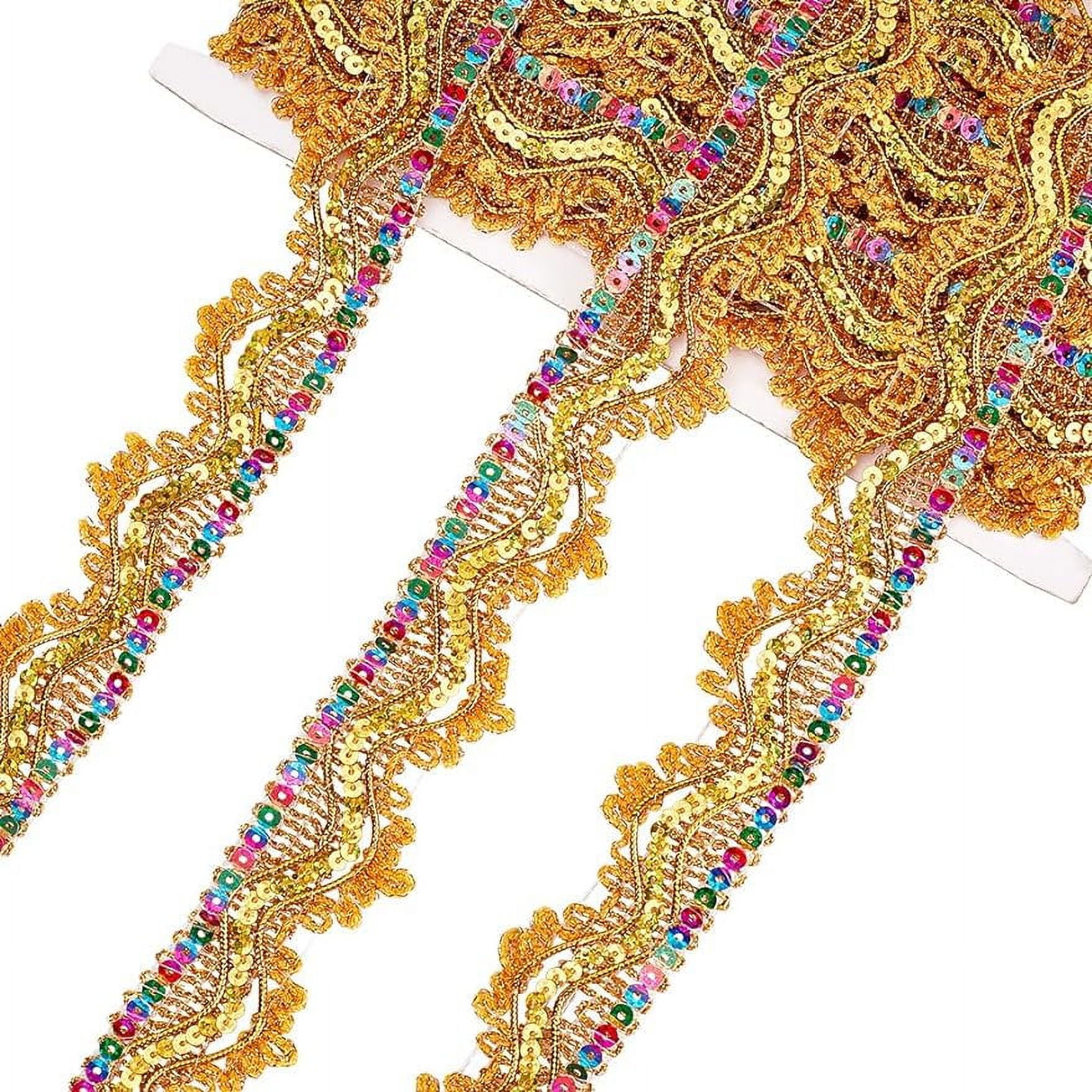 9.3 Yard Sequinned Lace Trim 1-3/8 Inch(34mm) Metallic Polyester Lace ...