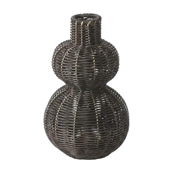 9.3 inch Woven Flower Vase Gourd Shaped Handwoven Rattan Vase, Natural ...