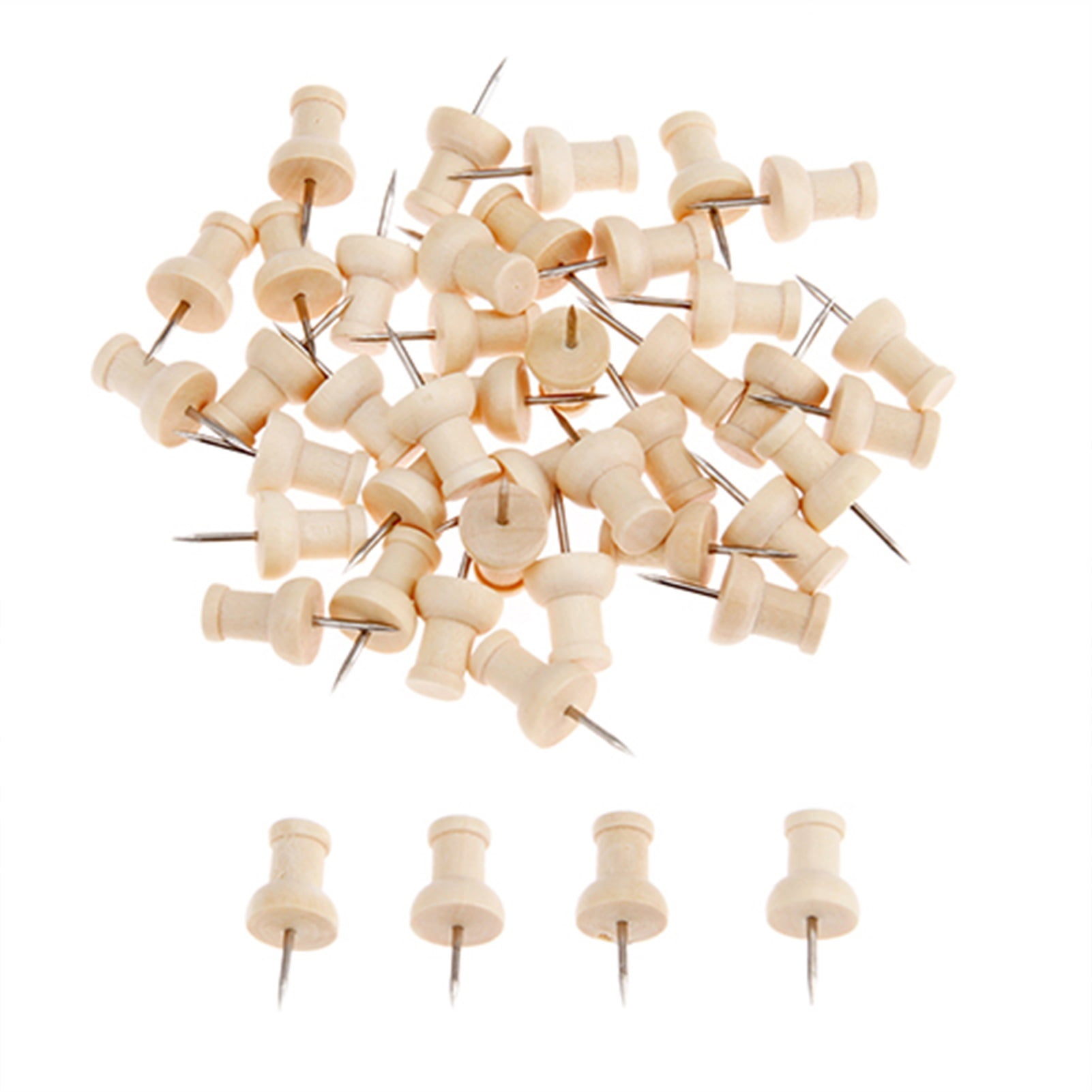 9/30/40/50/60Pcs Wood Push Pins Thumb Tack Message Board Pushpin Paper ...